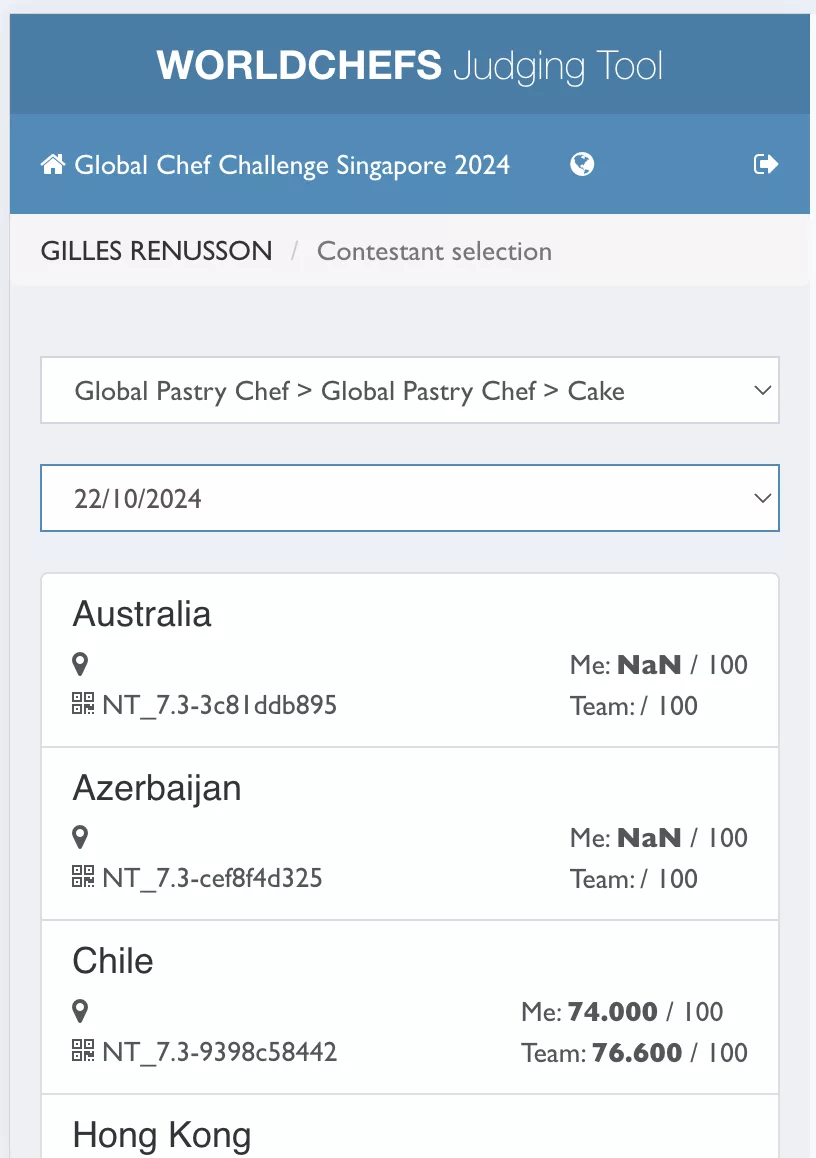 Digital Judging - WORLDCHEFS