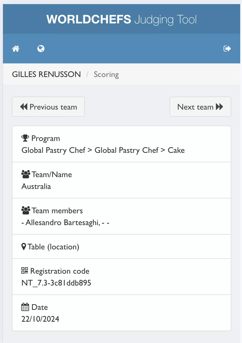 Digital Judging - WORLDCHEFS